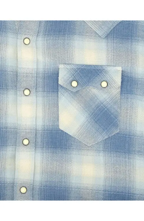 FORTELA Josh Checked Cotton Texan Shirt - Light Blue
