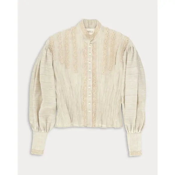 FORTELA Arlette Lace-embroidered Linen Blouse