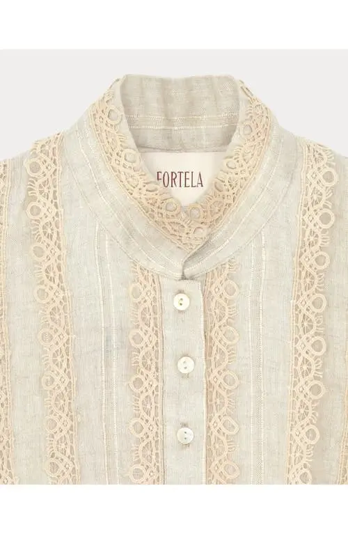 FORTELA Arlette Lace-embroidered Linen Blouse