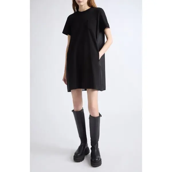 Sacai Mixed Media T-shirt Dress - Black