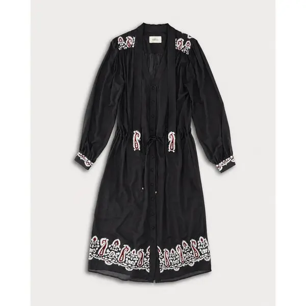 FORTELA Alana Embroidered Viscose Dress - Black