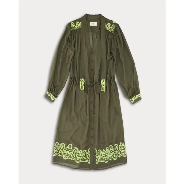FORTELA Alana Embroidered Viscose Dress - Green