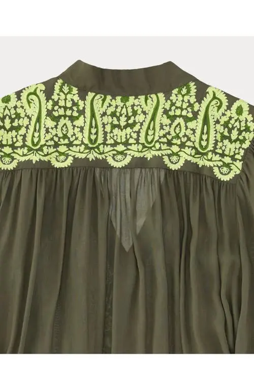 FORTELA Alana Embroidered Viscose Dress - Green