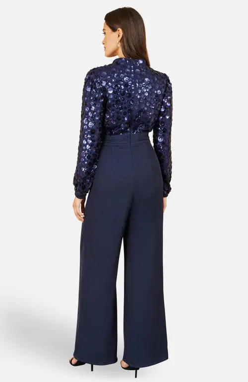 YUMI Long Sleeve Sequin Jumpsuit