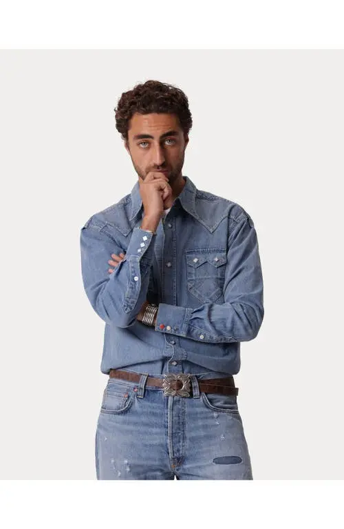 FORTELA Redford Japan Denim Texan Shirt For - Blue