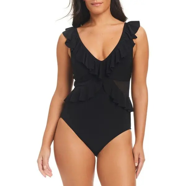 BEYOND CONTROL Ruffle One-piece Swimsuit - Black