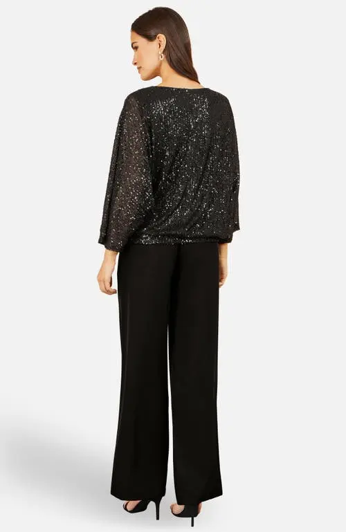 YUMI All Over Sequin Batwing Top