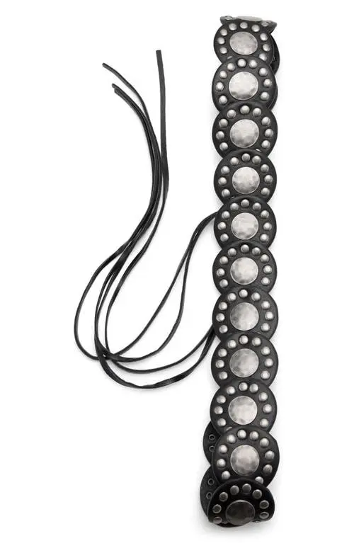 Mango Studded Round Faux Leather Belt
