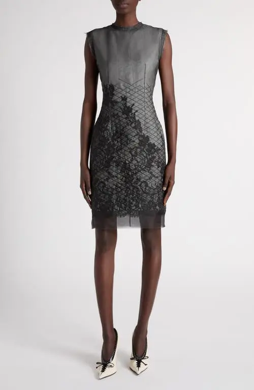 Alexander McQueen Quilted Silk Lace Minidress - Black