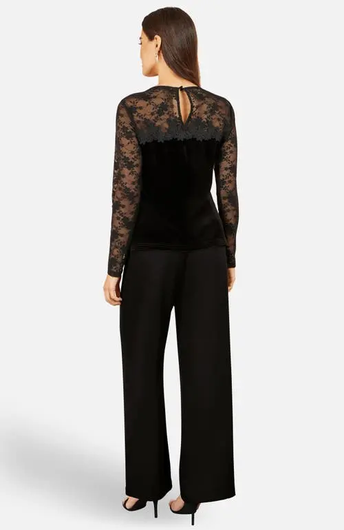 YUMI Lace Applique Long Sleeve Top