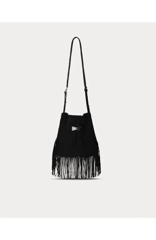 FORTELA Kimi Fringed Suede Bag - Black