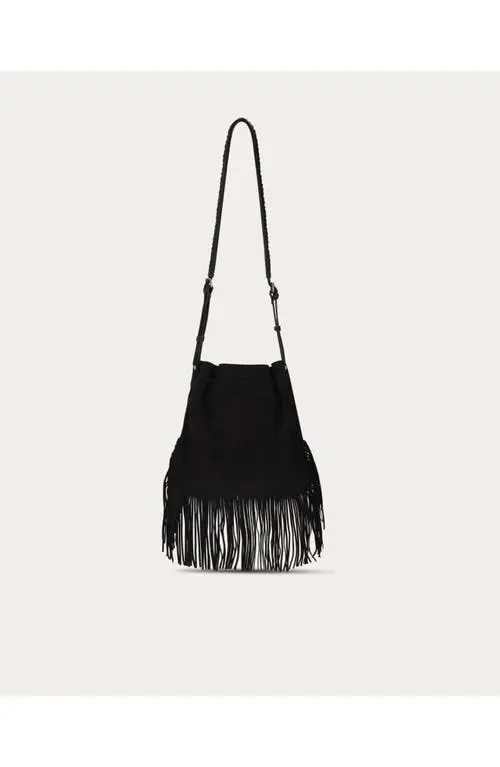 FORTELA Kimi Fringed Suede Bag - Black