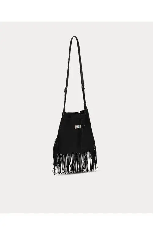 FORTELA Kimi Fringed Suede Bag - Black