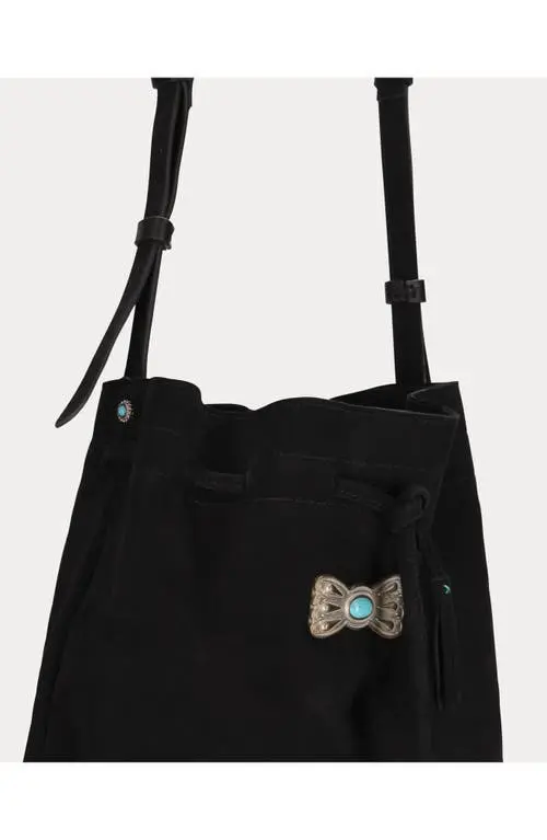 FORTELA Kimi Fringed Suede Bag - Black