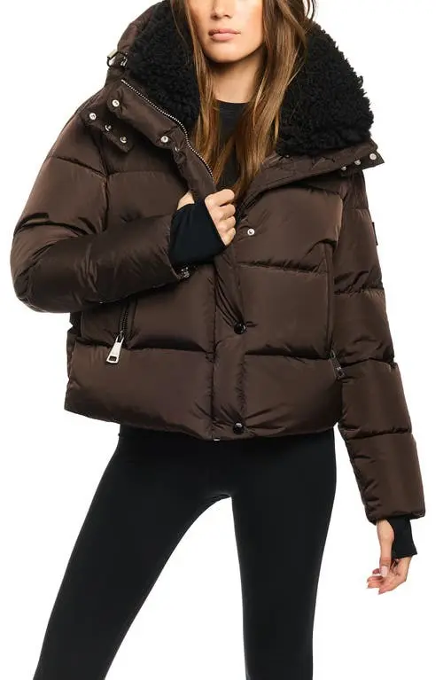 Sam. Phoenix Down Puffer Jacket With Faux Fur Trim - Cocoa/black