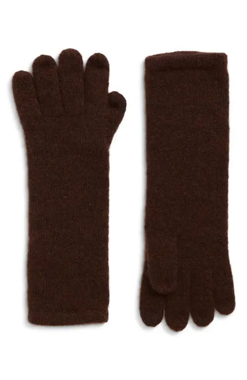 Fleurette Long Cashmere & Silk Gloves - Chocolate