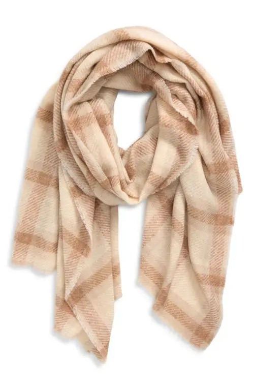Fleurette Windowpane Plaid Cashmere & Silk Wrap