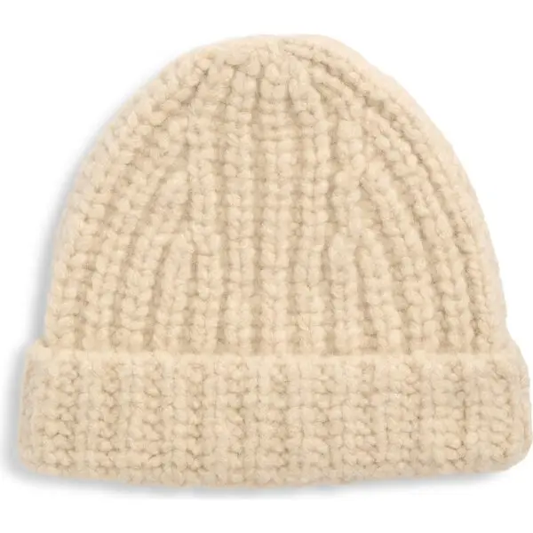 Fleurette Cashmere And Silk Ribbed Beanie - Biscotti