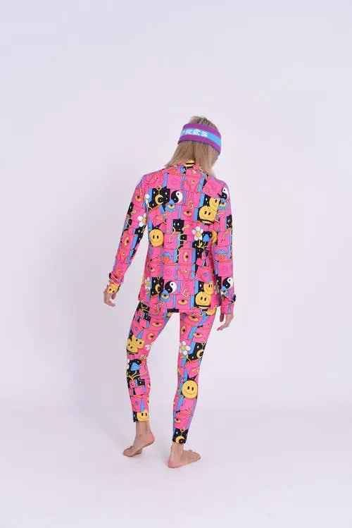 OOSC Baselayer Leggings Trippy Hippy - Multicolor/pink