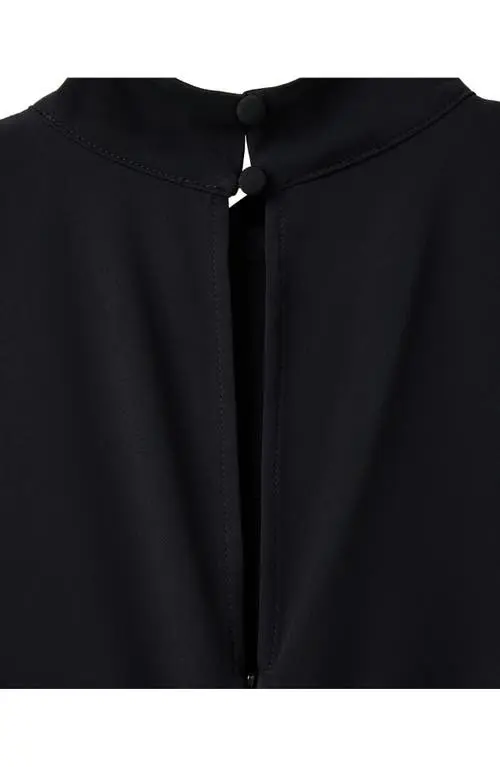 Mango Gathered Mock Neck Midi Dress - Black