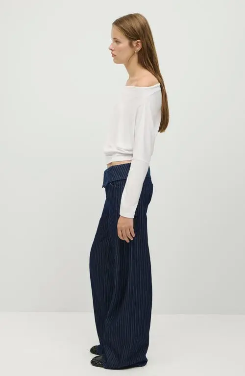 Mango Pinstripe Low Waist Wide Leg Jeans