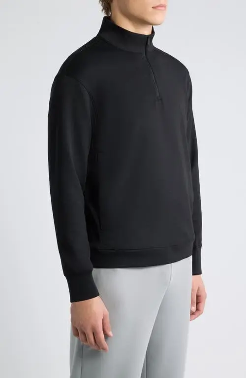 Zella Flex Double Knit Quarter Zip Pullover - Black