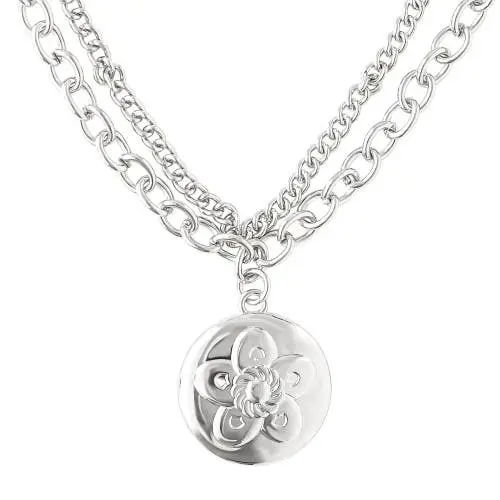 K-POP DEMON HUNTERS Kpop Demon Hunters Lotus Flower Layered Necklace Official License - Silver