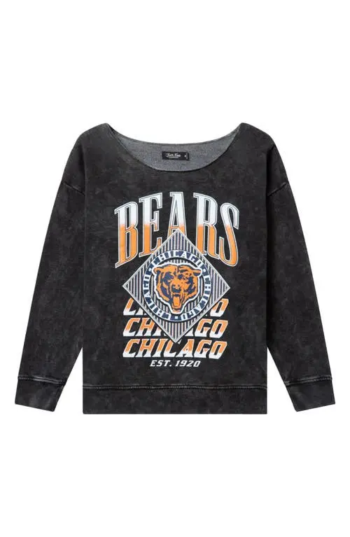 Junk Food Chicago Bears Cropped Off The Shoulder Graphic Sweatshirt - Black