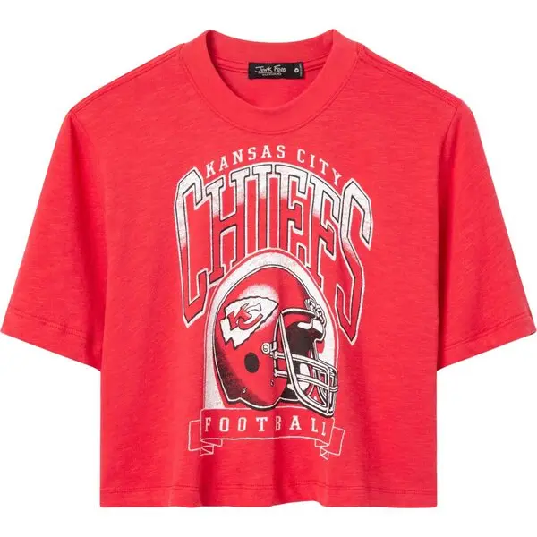 Junk Food Kansas City Chiefs Helmet Graphic Crop T-shirt - Licorice