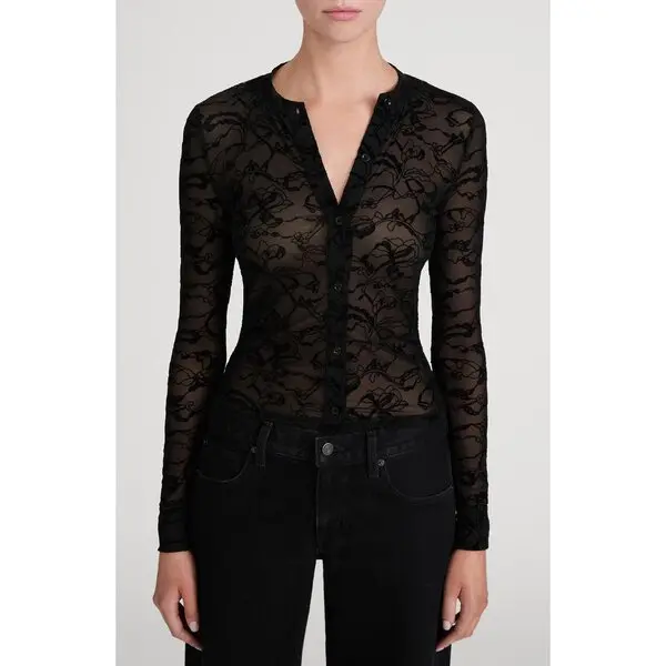 FRAME The Lace Burnout Top