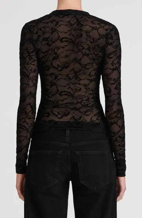 FRAME The Lace Burnout Top
