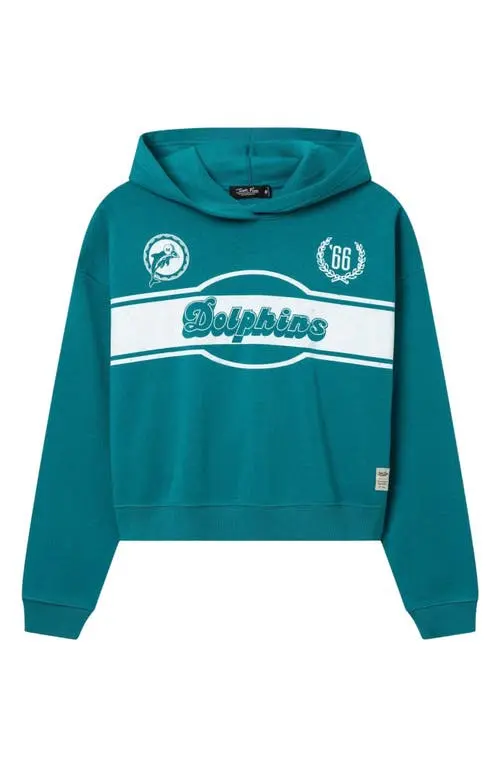 Junk Food Dolphins Oversized Cropped Graphic Hoodie - Teal