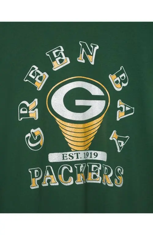 Junk Food Green Bay Packers Glitter Graphic Ringer T-shirt - Hunter