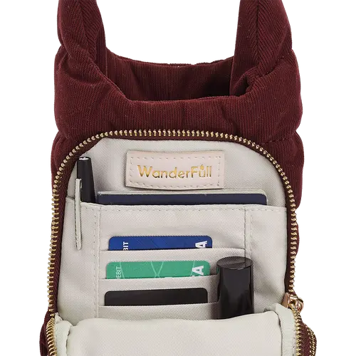 WANDERFULL Corduroy Hydrobag Crossbody Water Bottle Bag - Red Wine