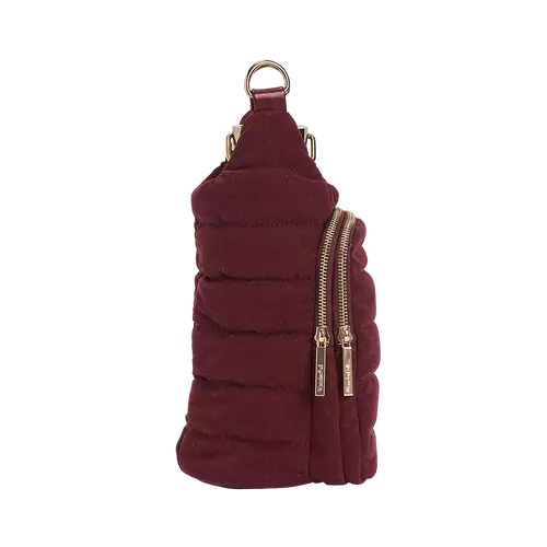 WANDERFULL Corduroy Hydrobag Crossbody Water Bottle Bag - Red Wine
