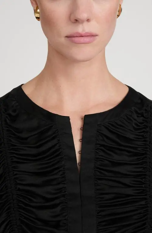 FRAME The Serre Drawstring Ruched Silk Crop Top
