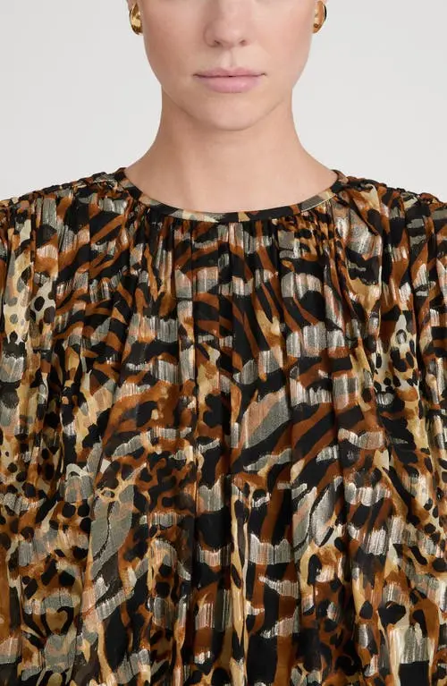 FRAME The Pleated Silk Blend Bubble Hem Top