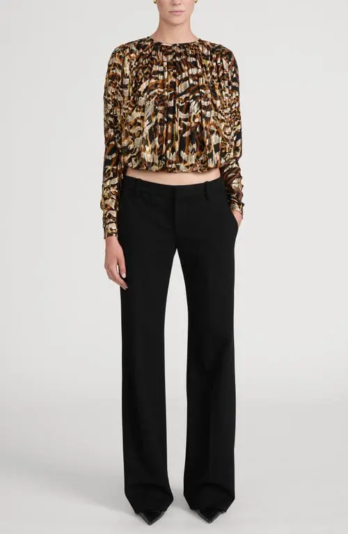 FRAME The Pleated Silk Blend Bubble Hem Top