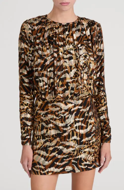 FRAME The Pleated Silk Blend Minidress - Abstract Leopard