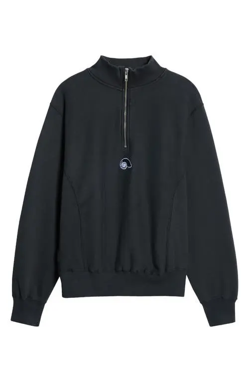 AARON LEVINE Cotton Fleece Half Zip Sweatshirt - Black