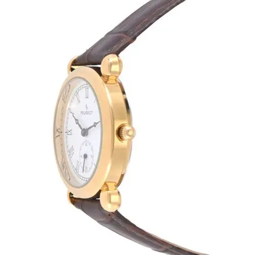 PEUGEOT 14k Gold-plated Vintage Leather Watch- 35mm