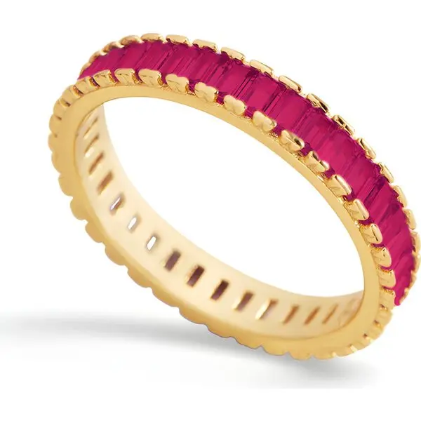 MINT & LILY Baguette Birthstone Eternity Band - July Ruby