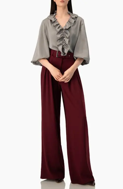 IVONNE Pleated Wide-leg Trousers With Belt