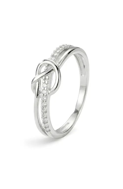 MINT & LILY Mother & Daughter Bond Double Band Knot Ring - Silver