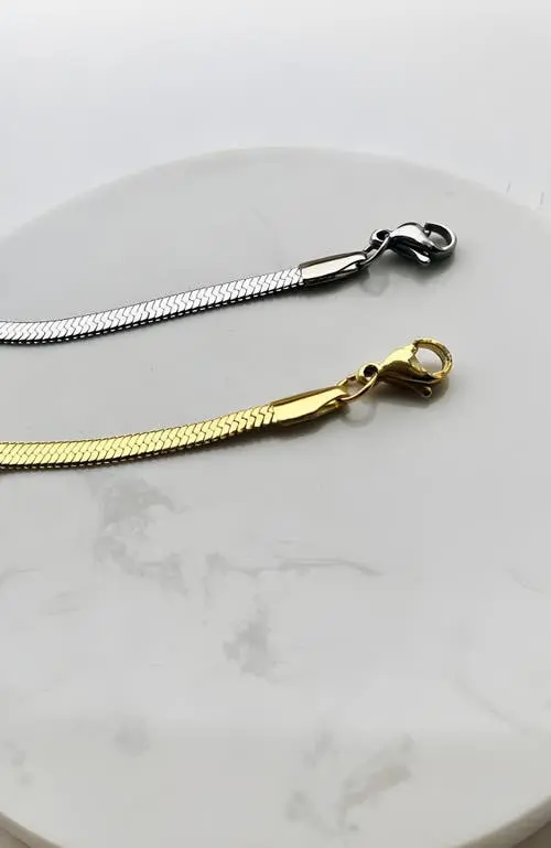 MINT & LILY 3mm Herringbone Bracelet - Silver
