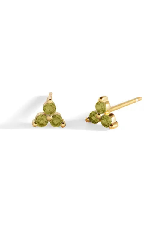 MINT & LILY Trinity Birthstone Stud Earrings - August Peridot