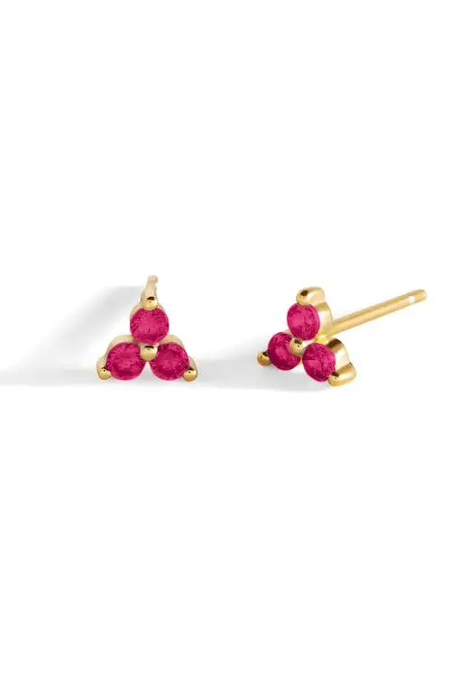MINT & LILY Trinity Birthstone Stud Earrings - July Ruby
