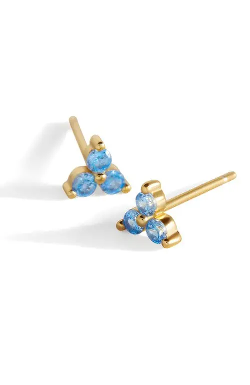 MINT & LILY Trinity Birthstone Stud Earrings - September Sapphire