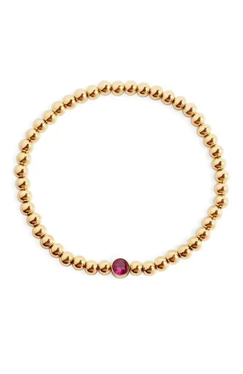 MINT & LILY Gold Beaded Bubble Birthstone Bracelet - July Ruby