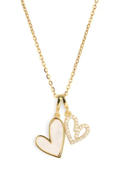 MINT & LILY Mother Of Pearl & Pave Hearts Necklace - Gold